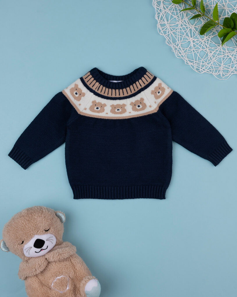 Βρεφικό πουλόβερ μπλε teddy για αγόρι | Prénatal Store Online